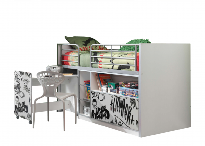 Halfhoogslaper met bureau Berth graffiti | Halfhoogslapers en ...